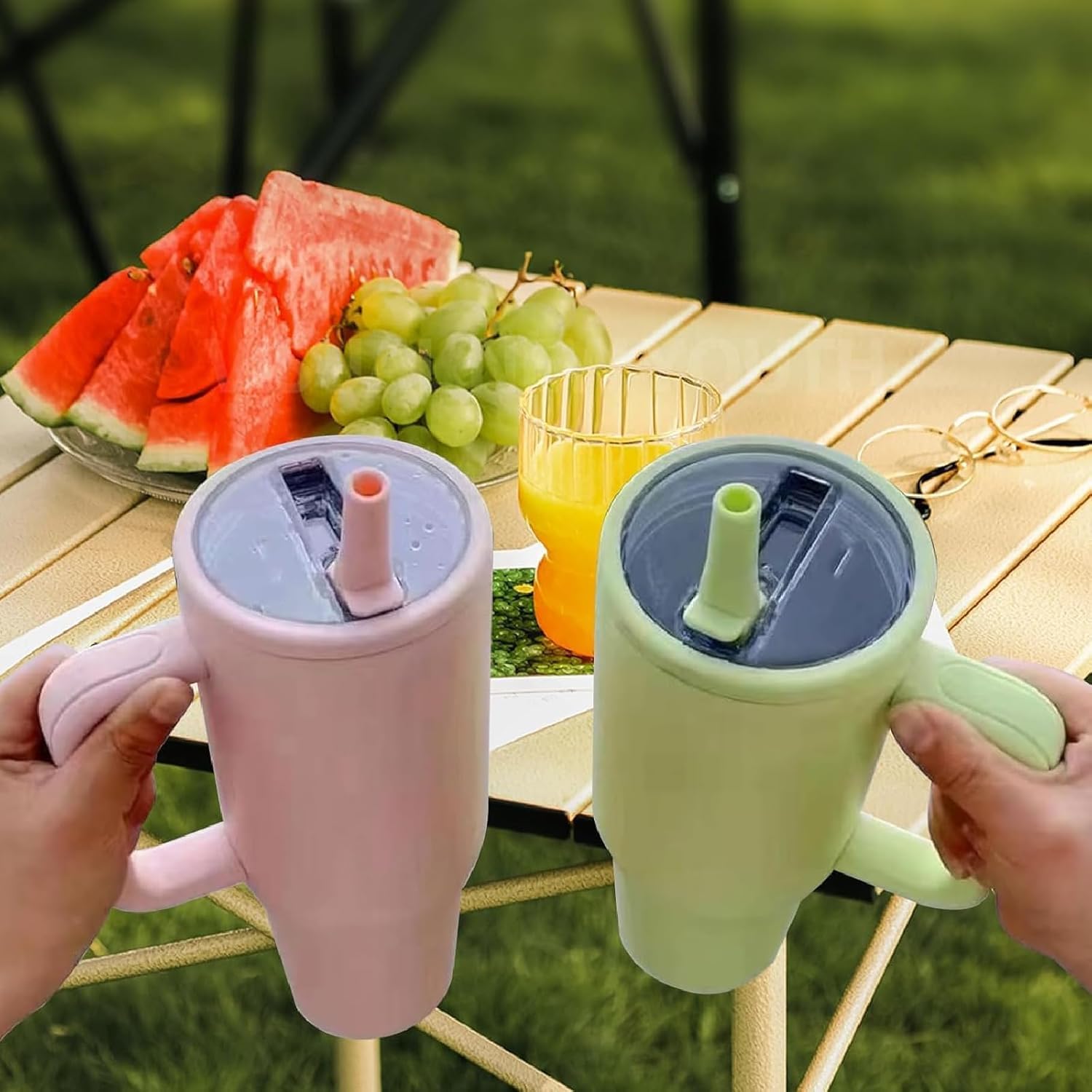 2 Pcs Tumbler Flip Straw Lid Replacement fit for 40 oz Stanley Quencher Cup, Leak-Proof Covers Perfect Fit for Stanley Travel Tumbler