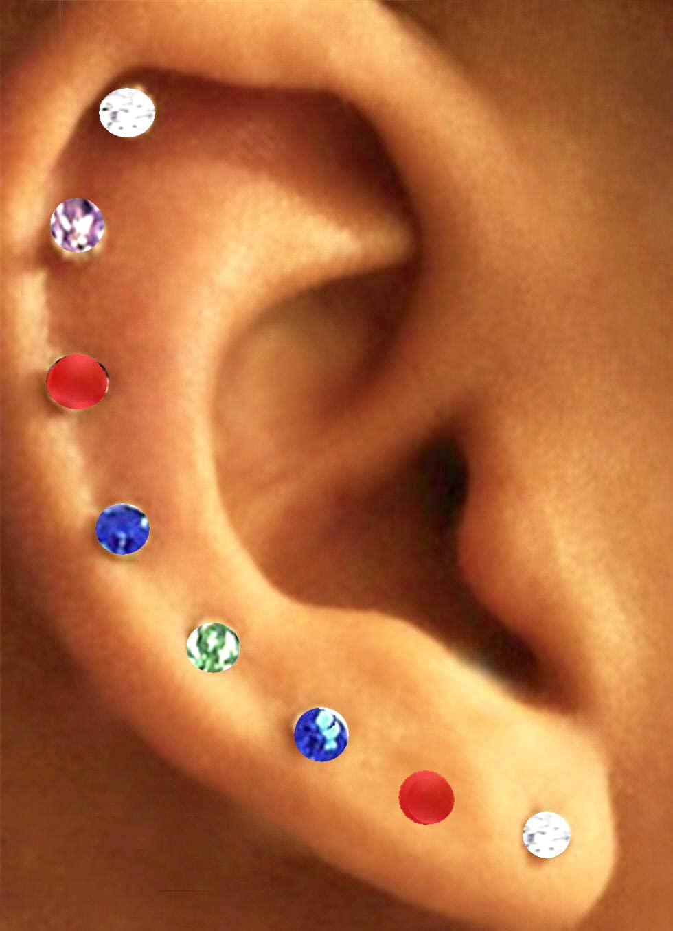 18 Pairs Multi Colors Clear Crystal Acrylic Nylon Plastic Posts Medical No Metal Sensitive Ears Hypoallergenic Stud Earrings