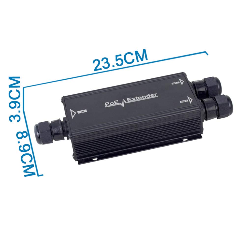 CENTROPOWER Outdoor Gigabit PoE Extender IP67 Waterproof, 60W 10/100/1000Mbps，2 Channel PoE++ Extender，Comply with IEEE 802.3af/at/bt，for IP Security Camera