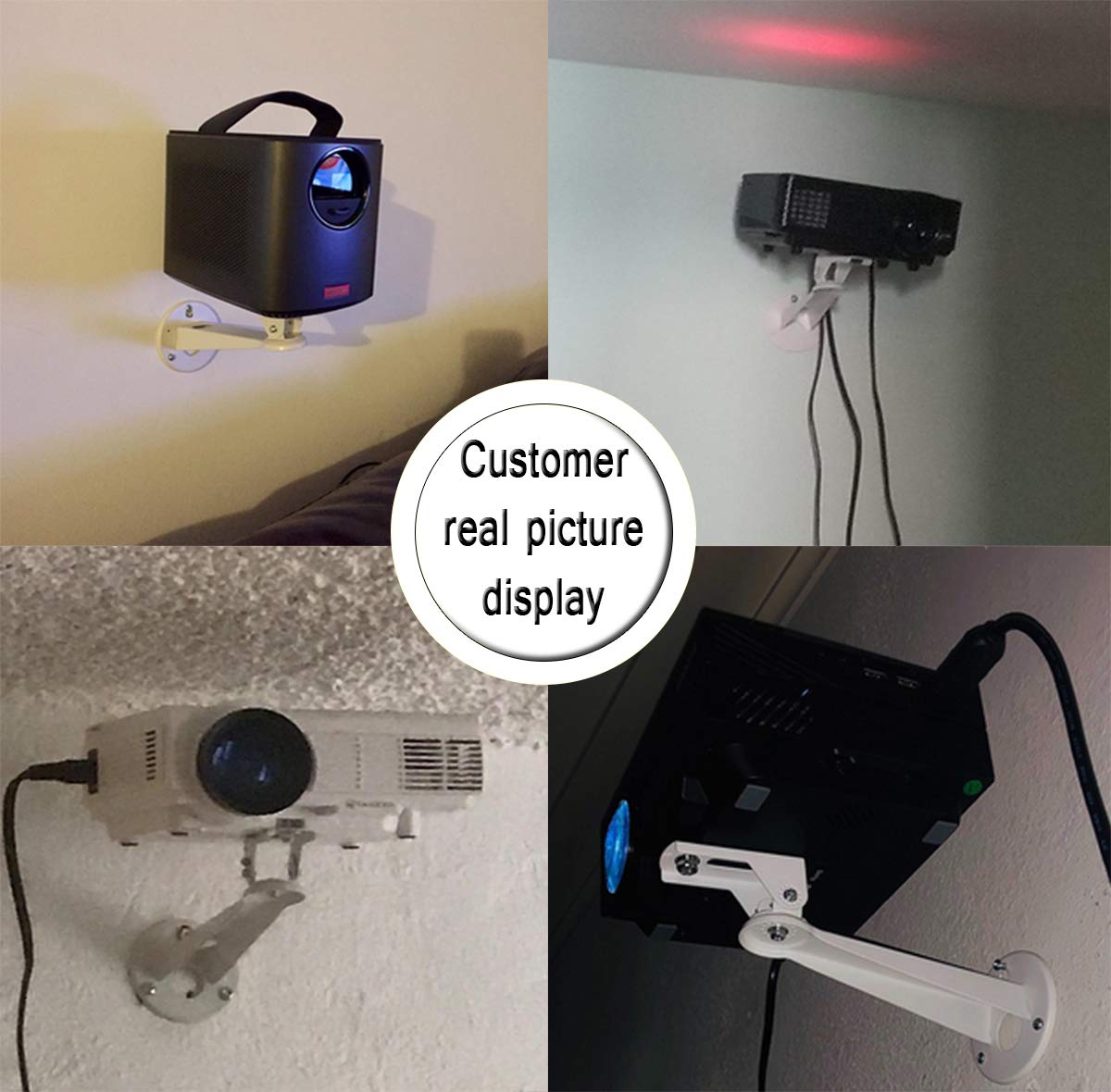 2-Be-Best Mini Projector Wall Mount, Angle Adjustable Projector Mount for Wall, Projector Hanger with Load 11 lbs Length 7.9" 1/4" Mounting Screw,Projector Mount, White
