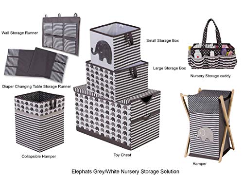 Bacati Elephants Unisex Fabric Storage Toy Chest to Keep Your Childs Room Organized, Grey