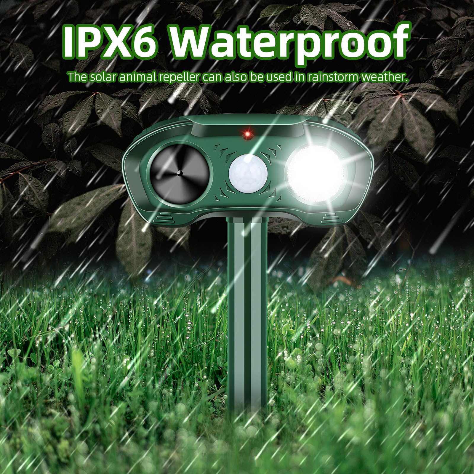 2 PCS Ultrasonic Animal Repellent Outdoor Solar Animal Repeller Waterproof with Motion Sensor LED Strobe Light Alarm Sound Animal Deterrent for Cat Squirrel Raccoon Deer Fox Repellent (Deer Repellent)