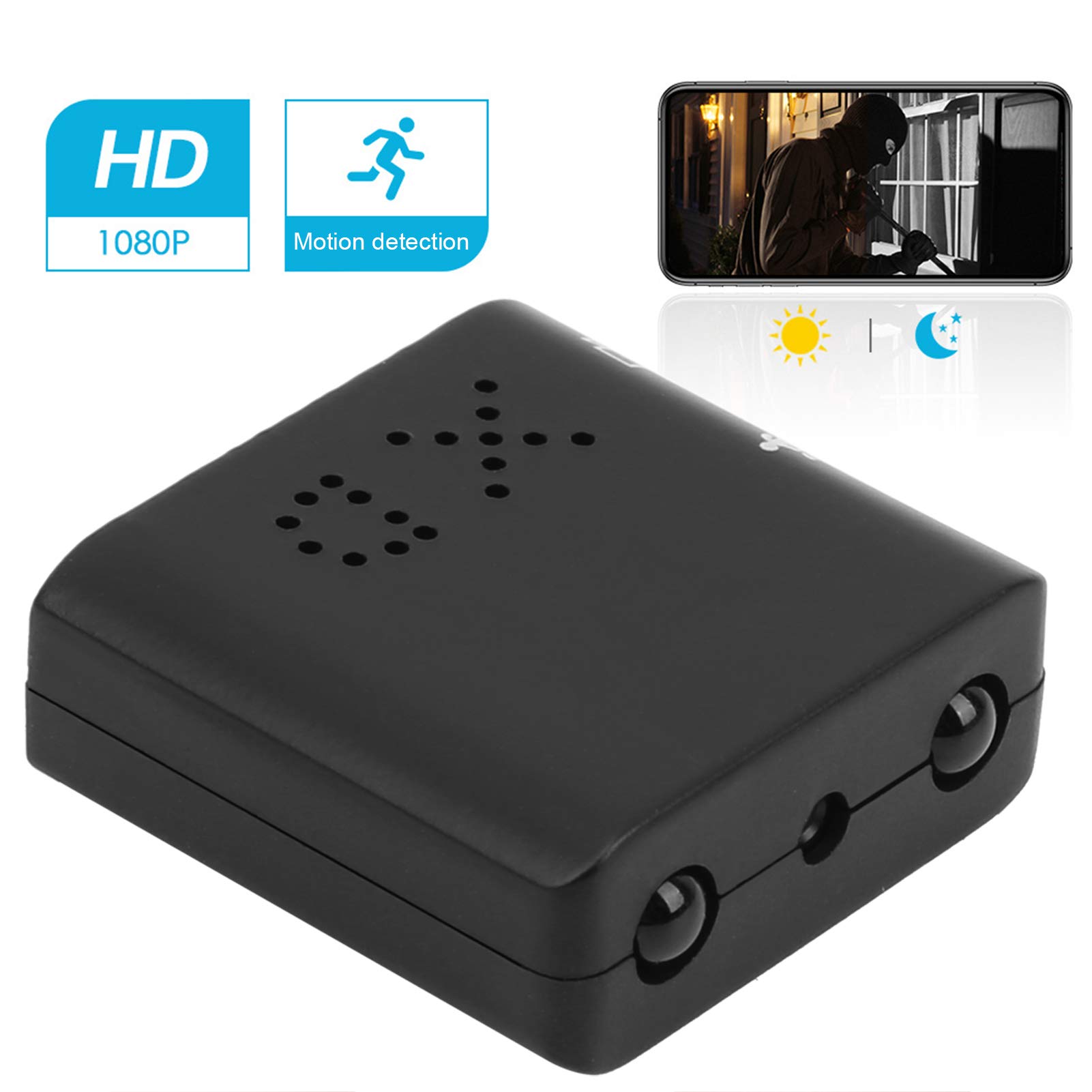 Salaty Motion Detection Camera, Plug and Play Motion Detection Recording 1080P Mini Security Camera, 3x2.8x1.1cm for Office Home