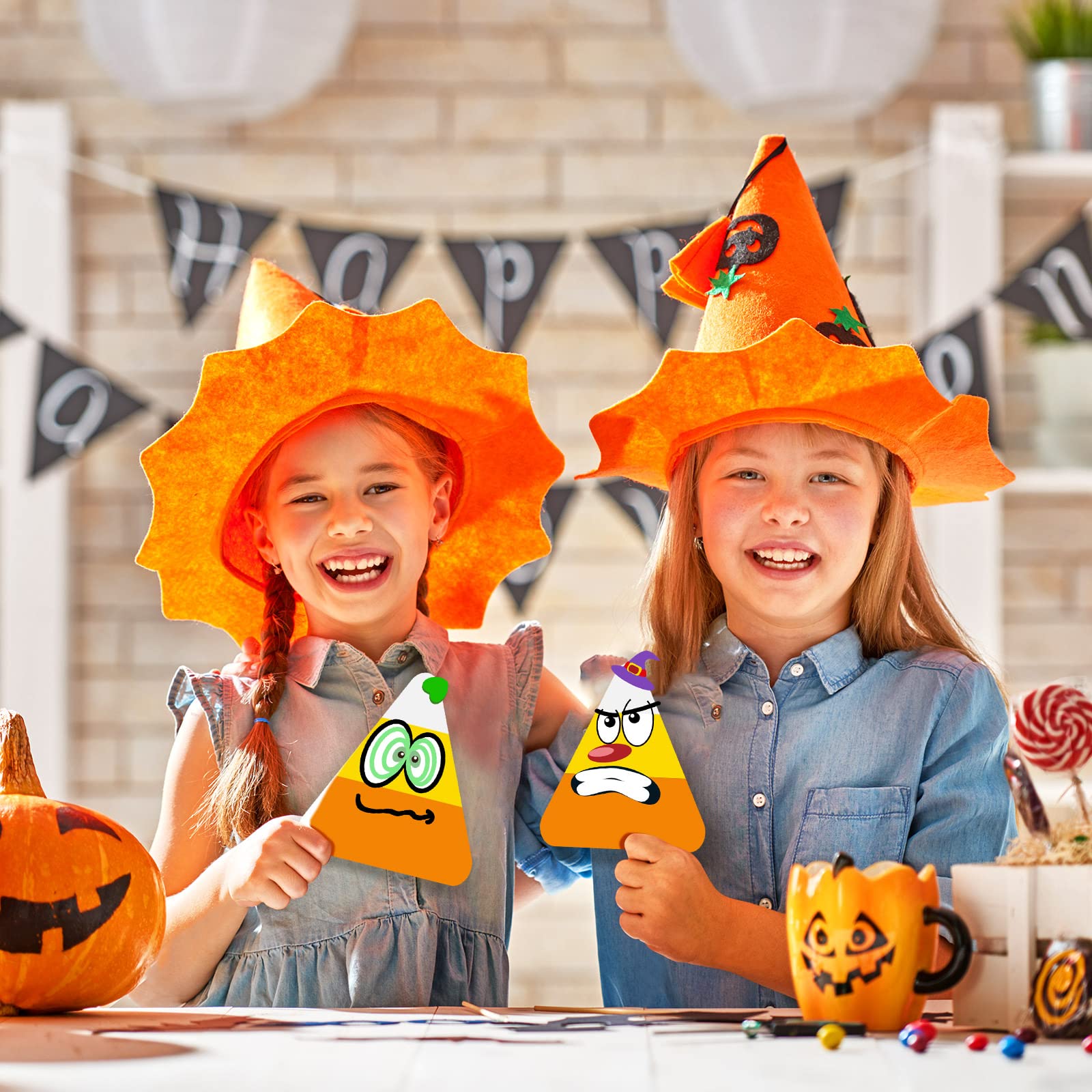 16 Pcs Halloween Crafts for Kids Candy Corn Halloween Craft Kit Toddler Craft Kit DIY Fall Crafts Halloween Candy Corn Magnet Felt Craft Kit for Toddlers Home Activities Fridge Magnet Decoration