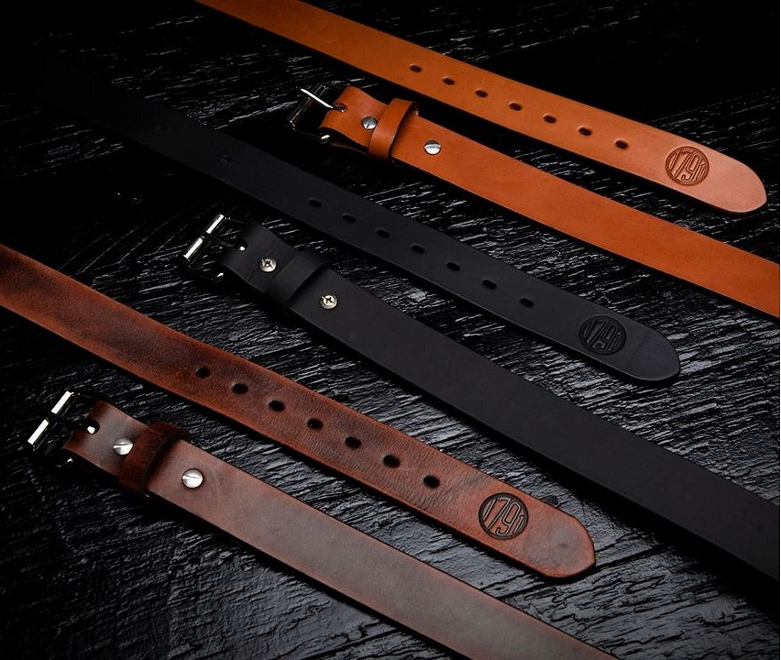 1791 GUNLEATHER Gun Belt - Gun Holster Belt - Heavy Duty 14 oz Leather Gun Belt, EDC Belt, Signature Brown 38 (Size 34 Pants)