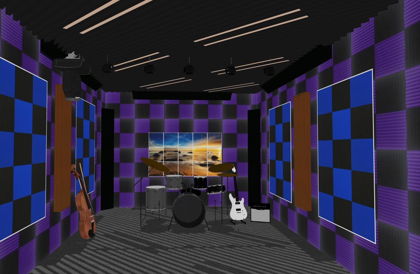 48 Pack 12 "X 12 "X1" Acoustic Panels Studio Soundproofing Foam Wedge Tiles, (24BLUE+24BLACK)