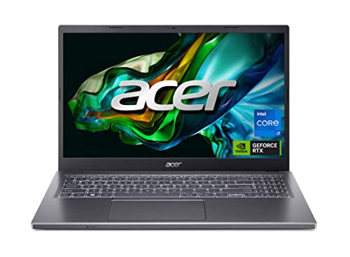Acer Aspire 5 Slim Laptop | 15.6" FHD (1920 x 1080) IPS | Intel Core i7-1355U | NVIDIA GeForce RTX 2050 | 16GB DDR4 | 1TB Gen 4 SSD | Wi-Fi 6E | USB4/Thunderbolt 4 | Backlit KB | A515-58GM-76KW, Gray