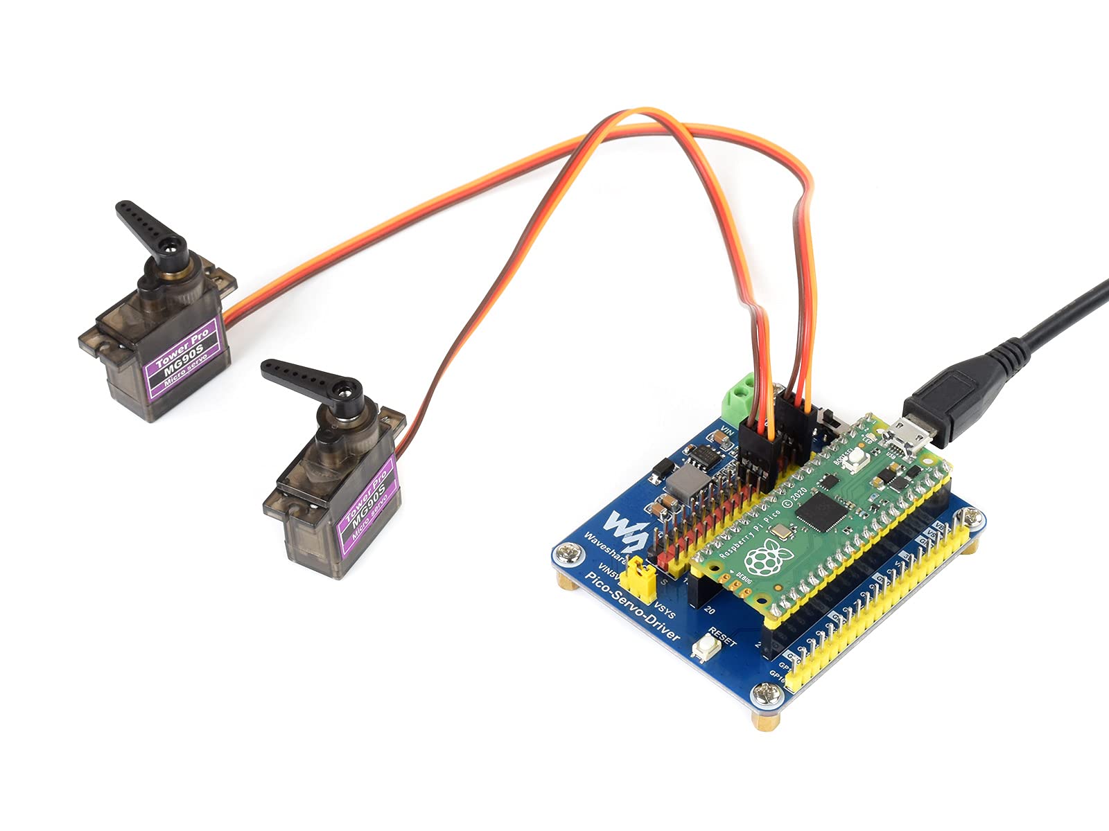 TOP1 Waveshare Raspberry Pi Pico Servo Drive Expansion Board Support 16 Channels 16-bit Resolution Standard Servo Interface 5V Voltage Regulator Chip