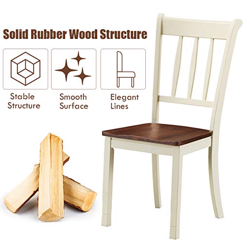 Giantex Solid Wood Dining Chairs Set of 2, Farmhouse Armless Kitchen Chair with Rake Back, Wooden Whitesburg Dining Room Chairs