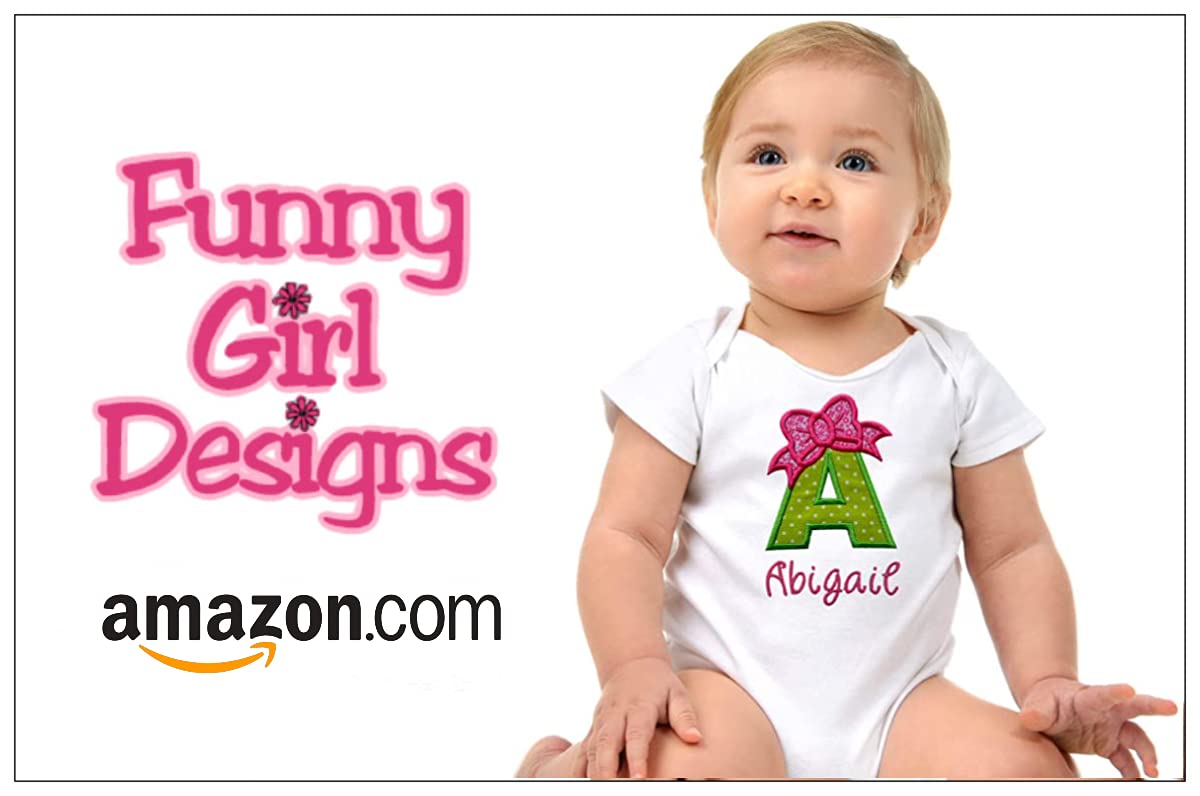 Baby Girl Embroidered INITIAL Bodysuit and MATCHING Beanie HAT Gift SET with Your Custom Name (PINK & GRAY DOT) (0-3 MONTHS)