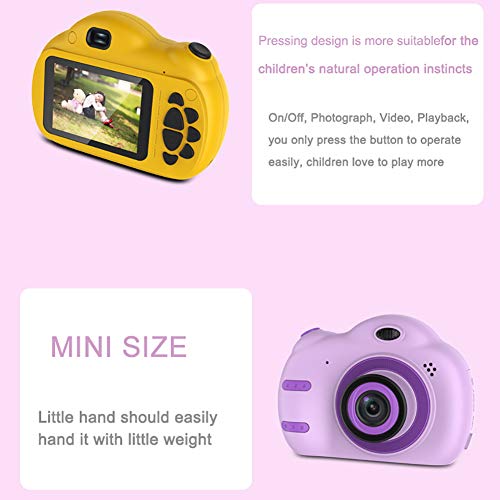 Mini Digital Camera Child Camera Toy Cartoon Video Recorder Can Shoot Camera 1080P 8MP Camera,Yellow,8GB