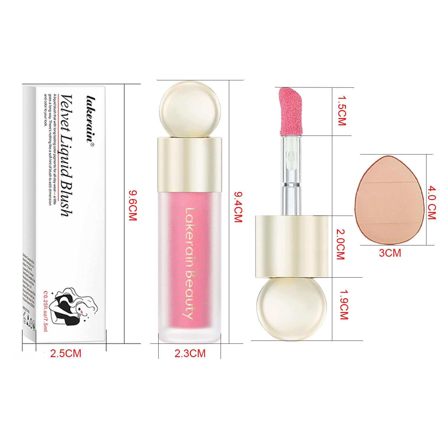 2 PCS Liquid Blush,Beauty Blush Makeup for Long-Lasting,Soft Velvet Liquid Blusher for Cheek,Beauty Blush Makeup for Long-Lasting,Waterproof,With 2 Fingertip Sponge Brush.