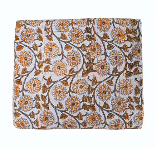 Maviss Homes Indian Traditional Handmade Patchwork Cotton Super Soft Kantha Quilt Blanket | Throw Bedspread Blanket | Bedroom Décor Throw Quilt |Home Décor; Grey