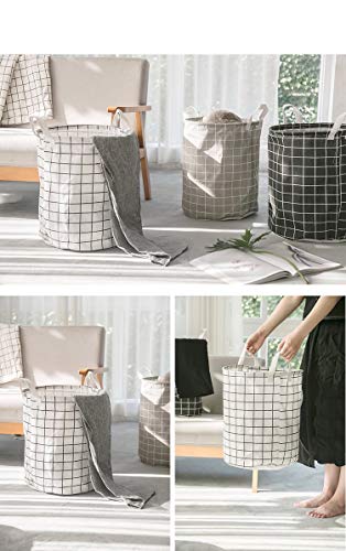 17 Inches Large Clothing Storage Bucket, Canvas Fabric Collapsible Organizer Basket for Laundry Hamper,Toy Bins,Gift Baskets, Bedroom, Clothes,Baby Nursery (Black)