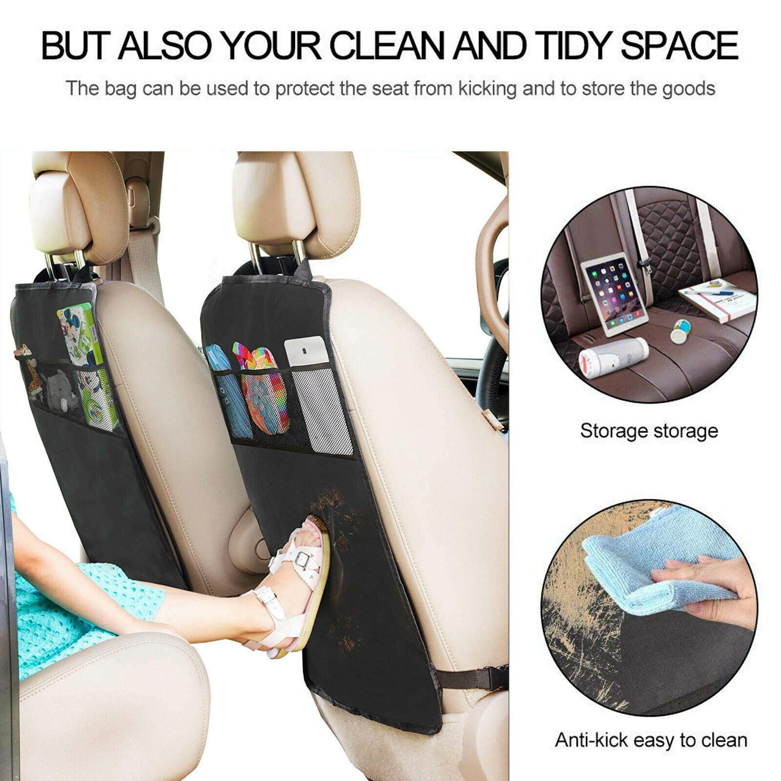 1st Must Have - Kick Mats -2 Pack - TOMAS MARSHAL Premium Quality Car Seat Protector Mat Best Waterproof Protection of Your Upholstery from Dirt, Mud, Scratches - Extra Large Car Seat Back Covers