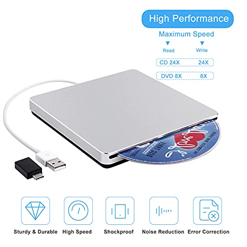 Guamar External DVD Drive,USB Type C Superdrive CD DVD+/-RW Drive DVD/CD ROM Burner Writer Optical Disk Reader Player for Laptop Apple Mac MacBook Pro Air PC Windows 11
