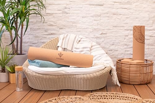 1TERRA Cork Yoga Mat | Durable Sweat Proof Eco-Friendly Exercise Mat with Carrying Strap | 5mm thick (PureAlign)