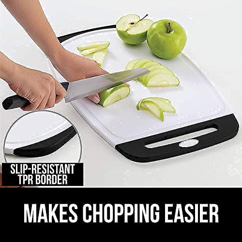 Gorilla Grip Cutting Board Set of 3 of and Silicone Oven Mitts Set of 2, Black Cutting Boards are Dishwasher Safe, Black Silicone Oven Mitts are Waterproof, 2 Item Bundle
