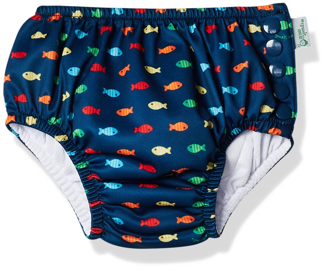 i Play Boys Reusable Absorbent Baby Swim Diapers Navy Fish Geo 24 Months