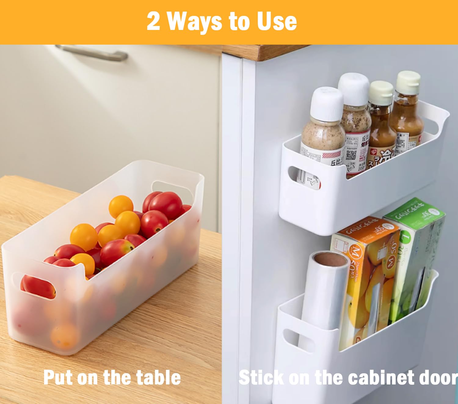 2 Pcs Kitchen Cabinet Door Organizer, Adhesive Mount Inside Cabinet Door Storage, Under Sink Door Storage Shelf for Kitchen, Bathroom, Office, Garage, Craft Room (Transparent)
