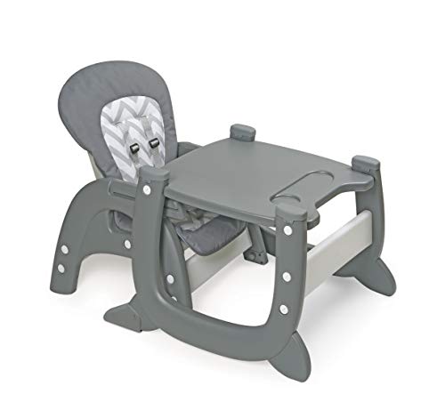Badger Basket Envee II Baby High Chair with Playtable Conversion – Gray Chevron, 5-Point Harness, Dishwasher Safe Tray, Machine Washable Cushion