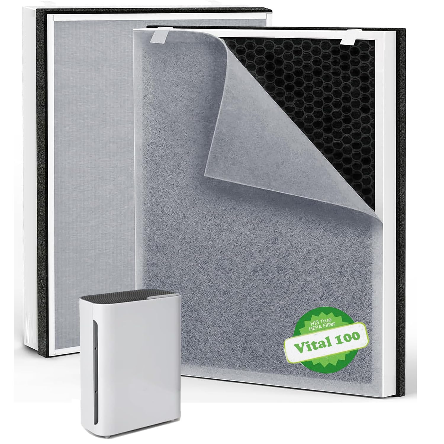 2 PACK Vital 100 Replacement Filter Compatible with Vital 100 Air Purifier, Vital 100 True HEPA Replacement Filter for Home LEVOIT Air Purifier, Replace Part Vital 100-RF (NOT Fit for Vital 100S)