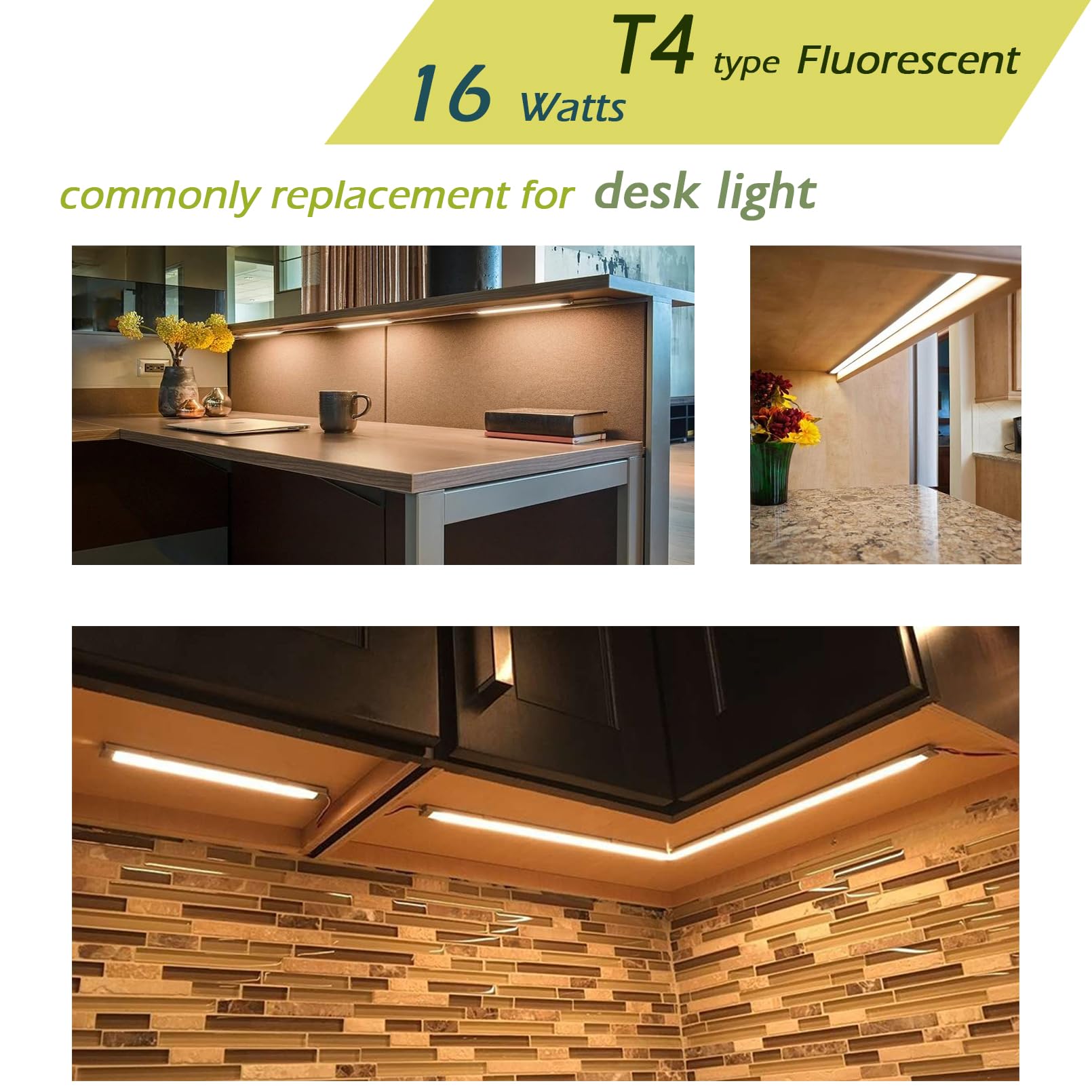 17'' T4 16W Warm White Fluorescent Bulb Replacement Furnlite FC-952 Light,Westek 20125 - FA200WBC,16 Watt 120V Linear 3000K FC-953,G5 Base (3 Pack)