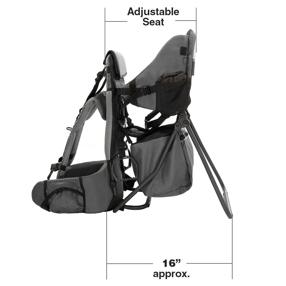 ClevrPlus Cross Country Baby Backpack Carrier, Grey, Toddler Hiking Backpack with Comfortable Seat, Adjustable Straps & Belt, Foldable Frame Lightweight Large Capacity Child Carrier for Outdoor
