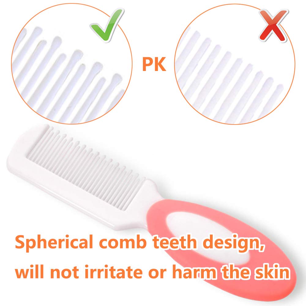 Baby Hair Brush and Comb Set for Newborns & Toddlers,Natural Soft Bristles,Ideal for Cradle Cap, Baby Registry Gift (Pink)