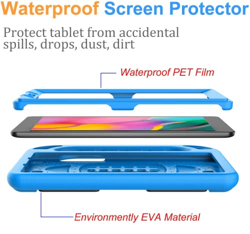 BMOUO for Samsung Galaxy Tab A 8.0 Case 2019 SM-T290/T295, Tab A 8.0 2019 Case with Screen Protector, Shockproof Light Weight Handle Stand Galaxy Tab A 8.0 inch 2019 Kids Case Without S Pen - Blue