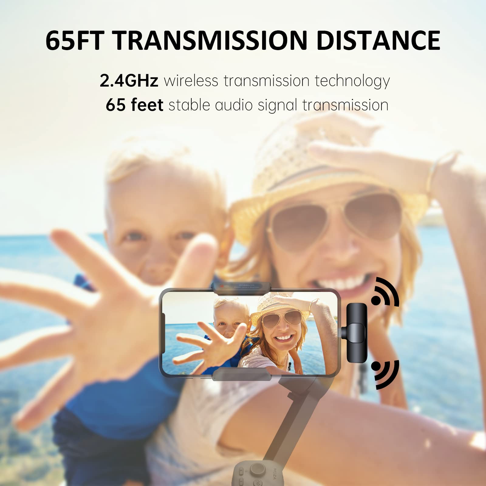2 Pack Wireless Lavalier Lapel Microphone for iPhone iPad, Professional Mini Wireless Mic for Video Recording, Clip On Lapel Mic for YouTube, TikTok, Interview, Vlog, Facebook Live & Podcast