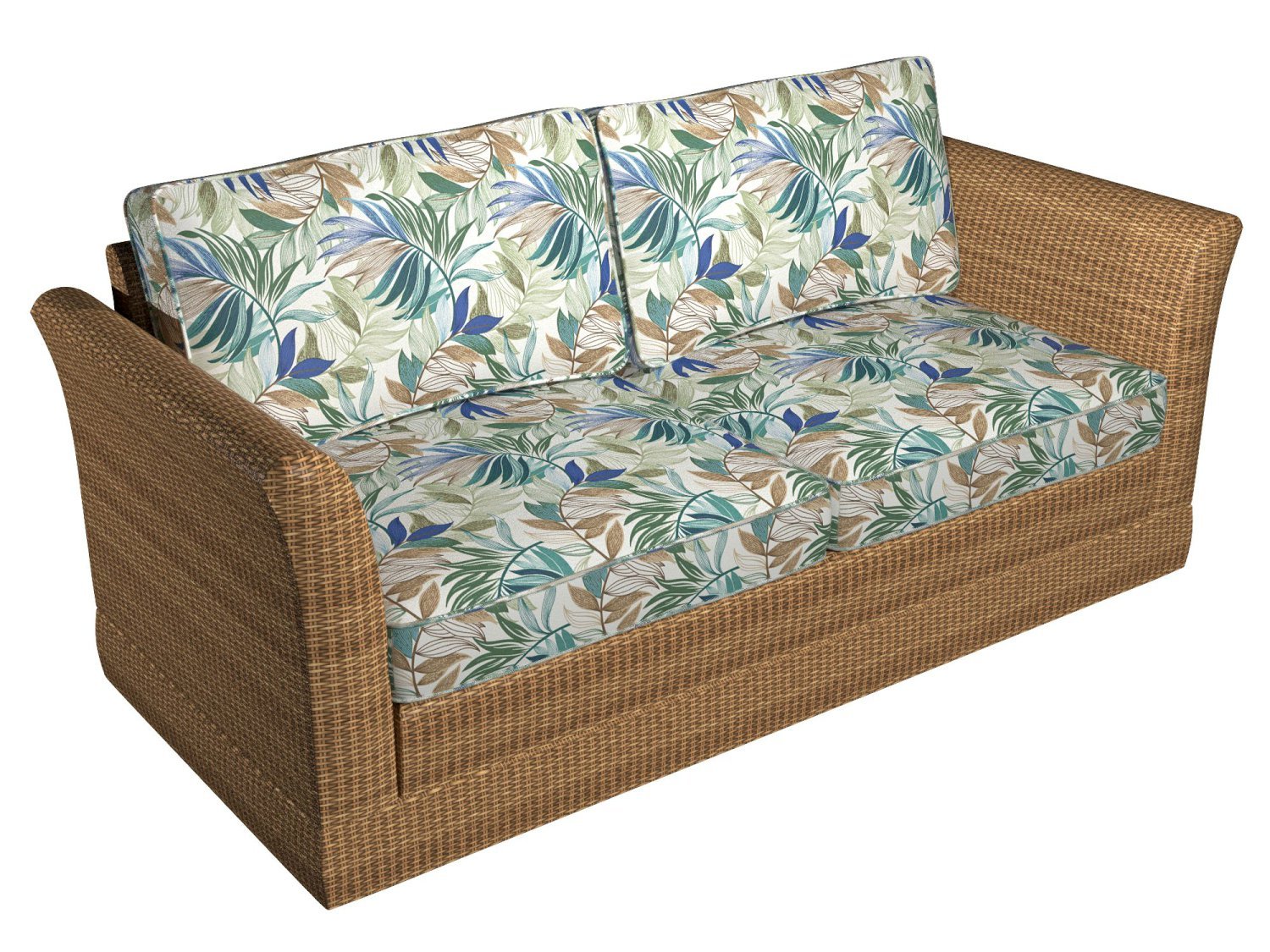 A239 Outdoor Indoor Marine Upholstery Fabric by The Yard | Various Vibrant Leaves - Teal Beige and Green