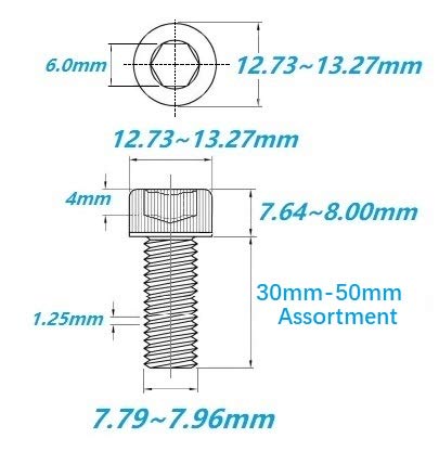 iExcell 50 Pcs M8 x 30/35/40/45/50 Stainless Steel 304 Hex Socket Head Cap Screws Bolts Nuts Assortment Kit