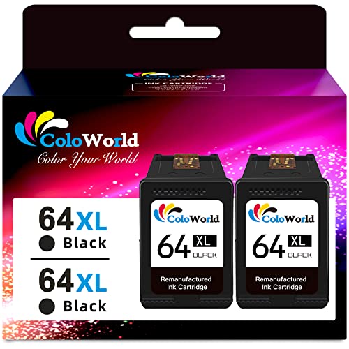 ColoWorld for HP 64XL Black Ink Cartridge for HP64XL Black Compatible for HP Envy Photo 7855 7155 6255 7164 6222 6252 7134 7830 7864 7800 6230 6220 6234 7120 7858 Tango, Inspire 7955e Printer