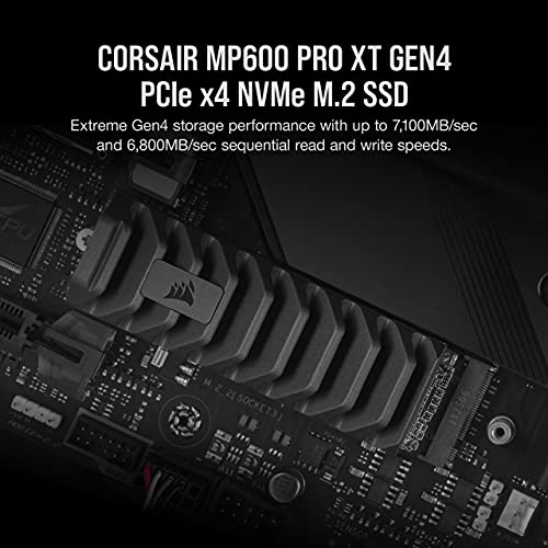 Corsair MP600 PRO XT 8TB Gen4 PCIe x4 NVMe M.2 SSD - Up to 7,000 MB/s Sequential Read and 6,100 MB/s Write Speeds, High-Density TLC NAND, Aluminum Heatspreader, M.2 2280 Form-Factor - Black
