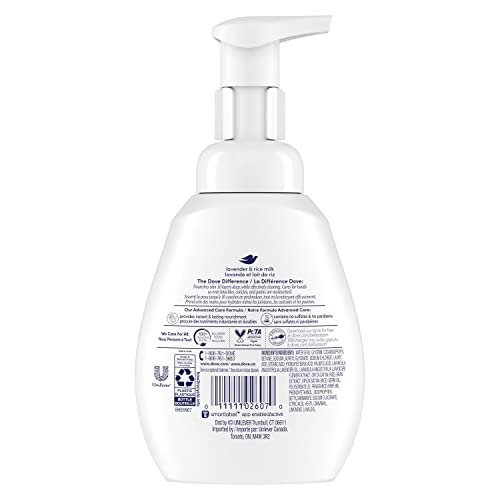Dove Foaming Hand Wash Lavender & Rice Milk Pack of 4 Protects Skin from Dryness, More Moisturizers than the Leading Ordinary Hand Soap, 10.1 oz