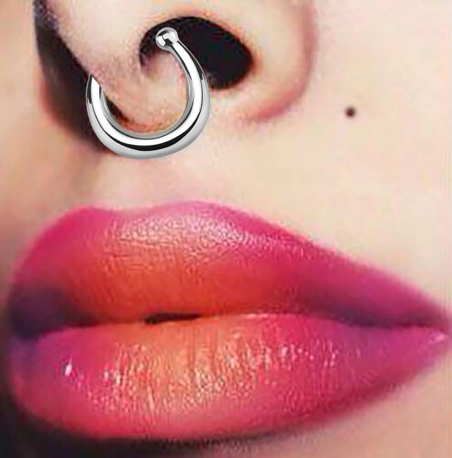 16G Fake Clip On Septum Nose Ring Ear Tragus STAINLESS STEEL Non Piercing Style 88888-789