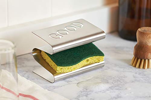 Fox Run Good/Evil Sponge Shelf and Holder, One Size, Stainless Steel