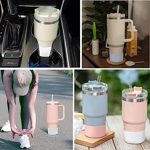 2Pcs Boot Sleeve for Stanley Cup 40 30 oz Quencher, Silicone Boot for Stanley IceFlow Flip 20oz 30oz Tumblers, Bottom Cover for Stanley Cup Accessories, Light Blue
