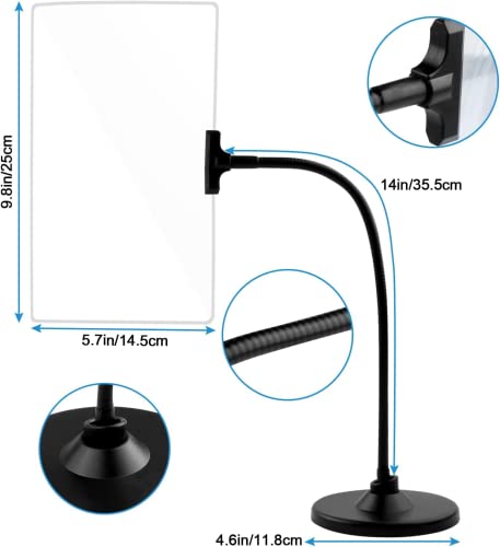 4X Magnifying Glass with Stand, 10"x6" Flexible Gooseneck Magnifying, Large Page Magnifier for Reading Small Prints & Low Vision Seniors with Aging Eyes