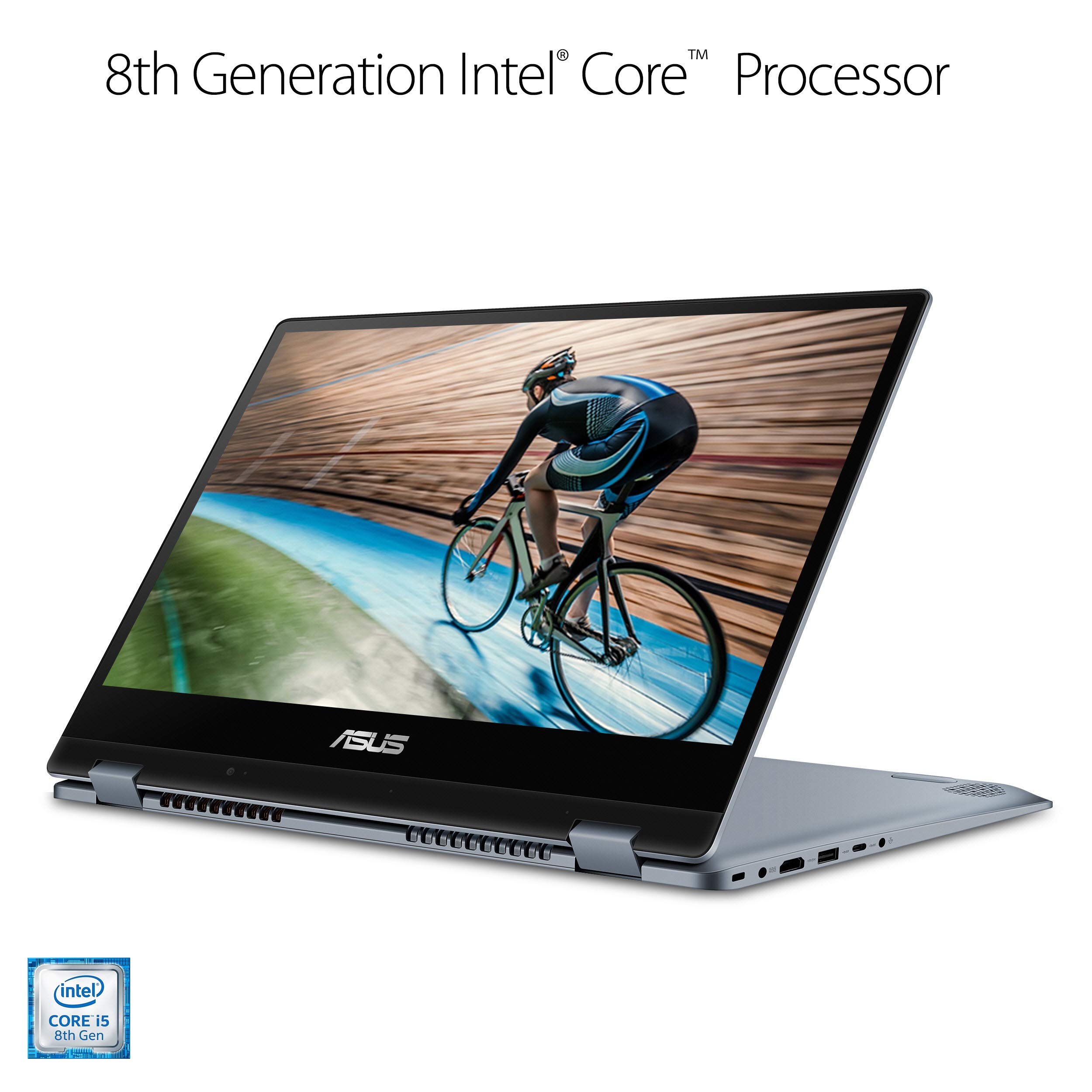 ASUS VivoBook Flip 14 Thin & Light 2-in-1 Laptop, 14β FHD Intel Core i7-8565U Processor, 8GB RAM, 512GB PCIe NVMe SSD, Glossy, Touch, Windows 10 Home, Fingerprint Reader, TP412FA-DB72T, StarGrey
