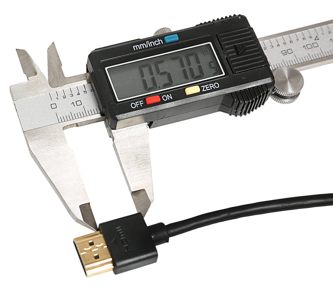 A to A HDMI Cable, Ysimda Ultra Slim Flexible Series One Port Saver 90 Degree Right- Angle A to A HDMI 2.0 High-Speed Cable, 6ft, Golded Connecter, 18G, Supports Ethernet, 3D, 4K and Audio Return