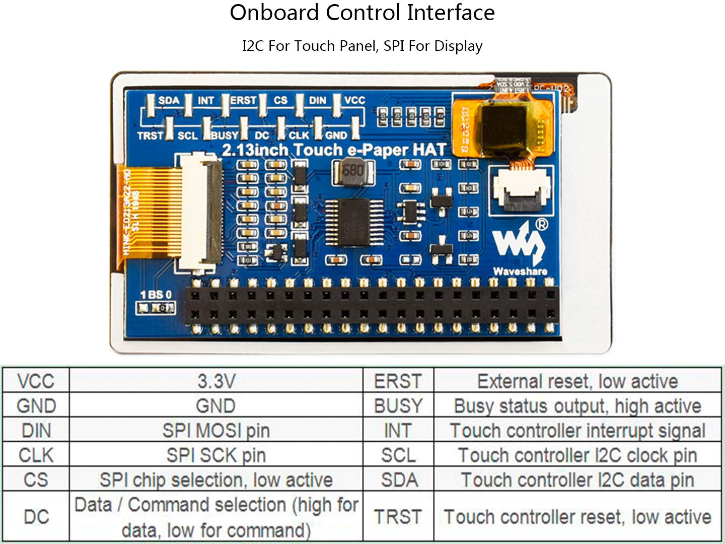 Waveshare 2.13inch Touch e-Paper HAT for Raspberry Pi 4B/3B+/3B/2B/Zero/Zero W/Zero WH, 250x122 Pixels, Black White Two-Color, 5-Point Touch E-Ink Screen LCD, SPI Interface Support Partial Refresh