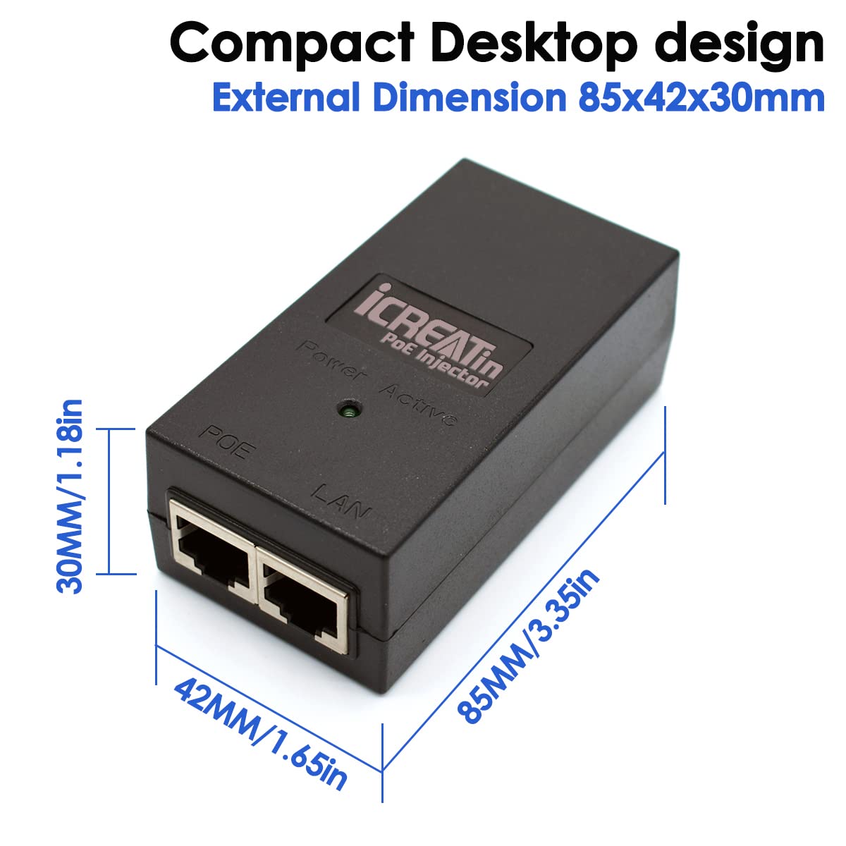 48V POE Injector Adapter, 24W / 30W PoE Power Over Ethernet Supply,10/100Mbps IEEE802.3af/at, Compatible for Ubiquiti POE-48-24W, Amcrest/Hikvision/YI/Polycom/Aastra Camera and Phones