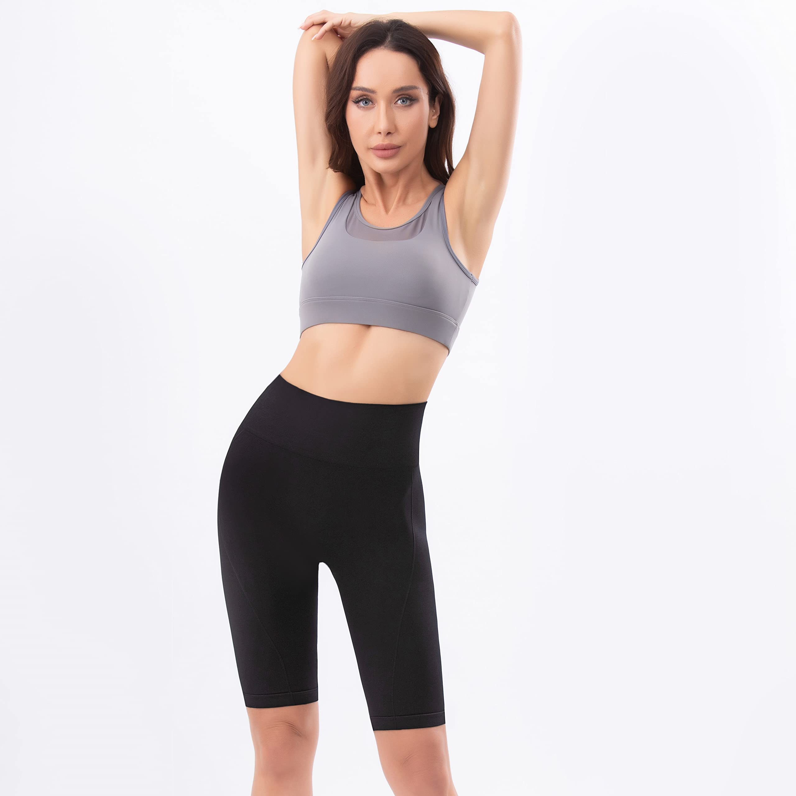 2 Pack Workout Yoga Shorts for Women High Waisted Tummy Control Athletic Workout Shorts (2 Piece) Black