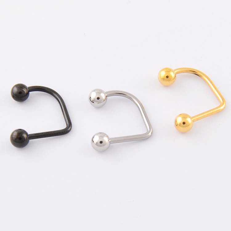 16G Stainless Steel Lippy Monroe Medusa Stud Piercing Ball Lippy Loop Labret U-Shaped Lip Ring Body Piercing Jewelry 10mm-Silver&Gold