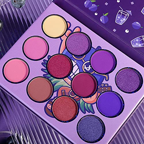 DE'LANCI Purple Eyeshadow Palette, 12 Colors Dark Light Purple Eyeshadow Palette, Ultra Pigmented Matte Shimmer Bright Blue and Purple Eye Shadow Pallet Violet Blueberry Eye Shadow Palettes, Blendable