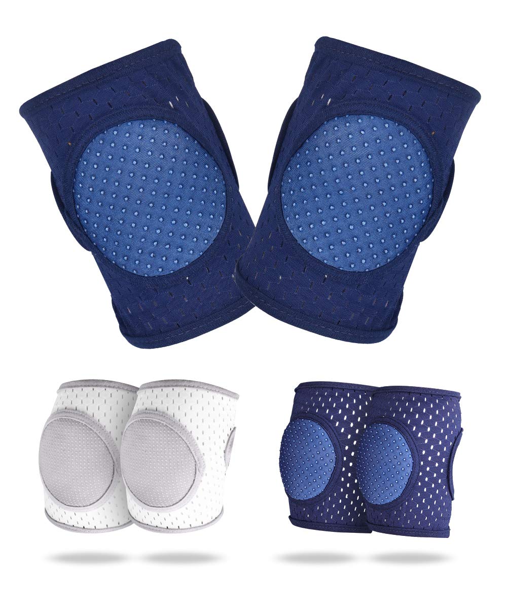 Baby Knee Pads for Crawling, Knee Pads for Baby Adjustable Protector for Toddler 2 Pairs (GRAY+BLUE)