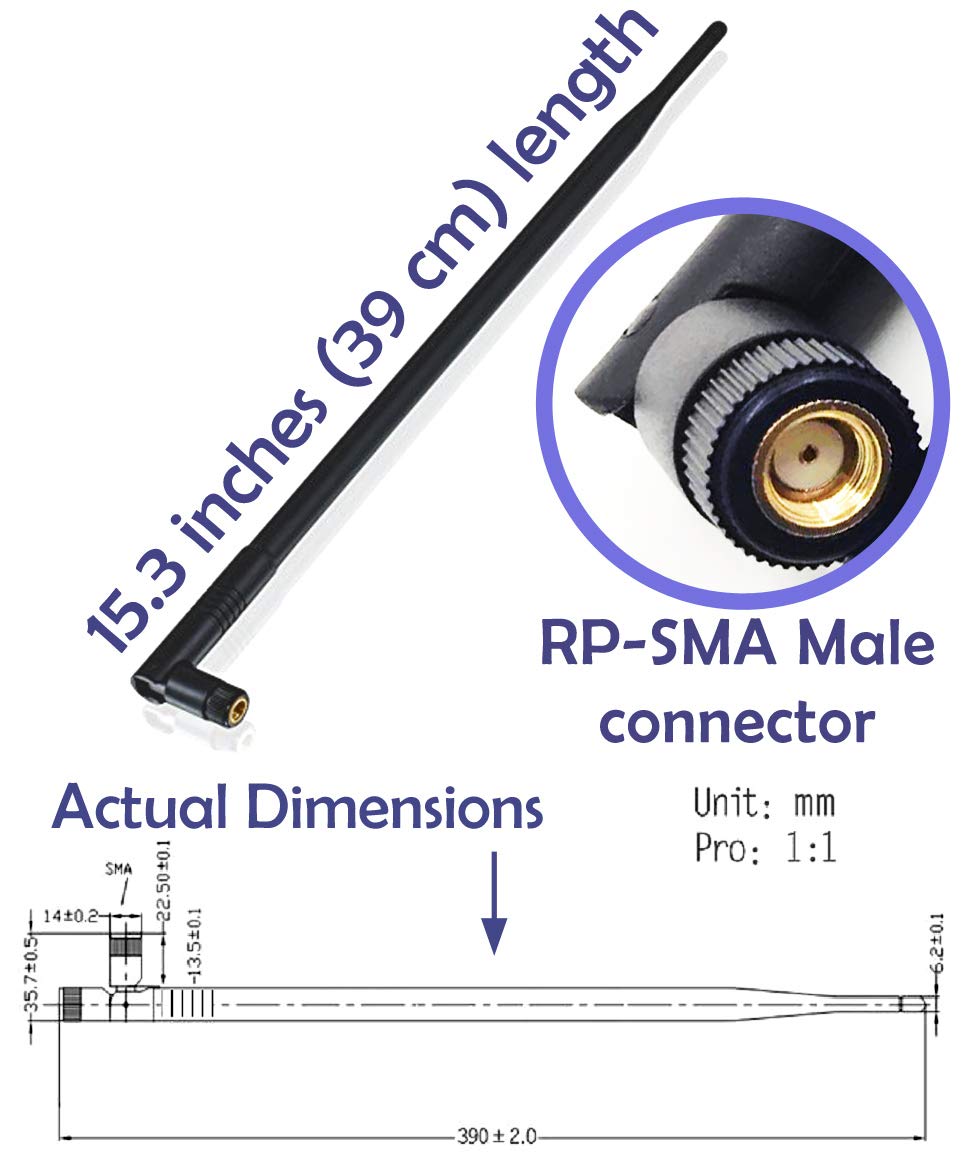 4 pcs of Universal 9dBi Wi-Fi 2.4/5GHz Dual-Band RP-SMA Male Antennas Extension for IP Wireless Security Camera Router and CCTV HD Wireless Camera System Video Antenna for NVR Security IP System