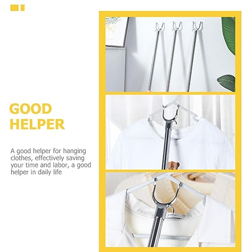2pcs Clothes Pole Clothing Hook Pole Retractable Long Pole Clothes Drying Stick Washing line Prop extendable Reaching Stick Reach Closet Pole Aluminum Clothes Fork Household